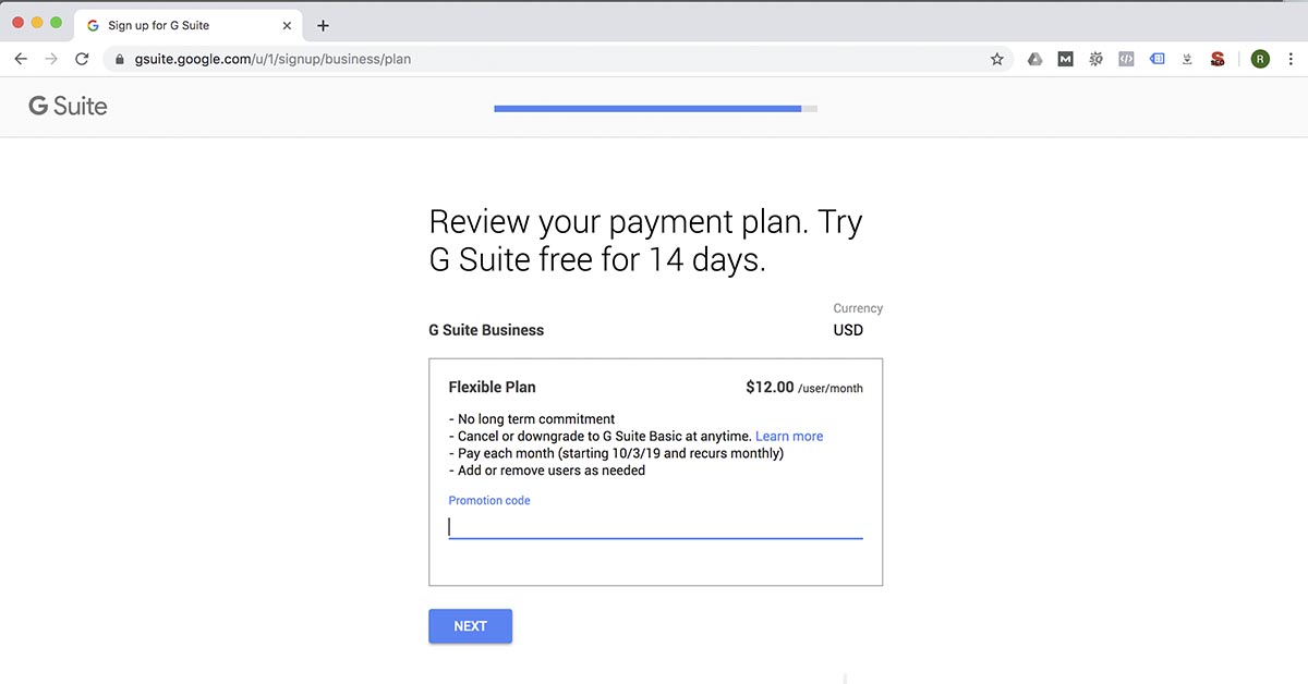 Registering your domain name with G Suite